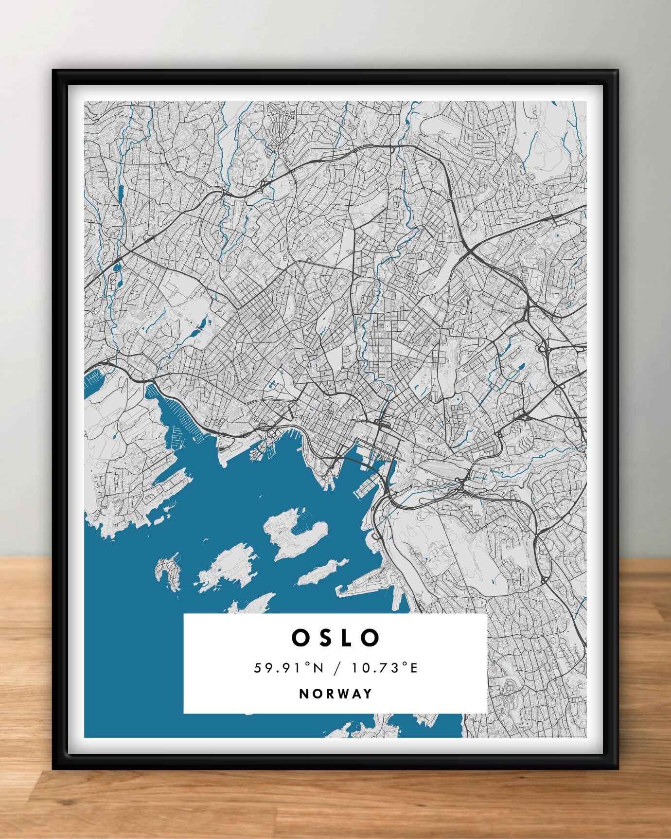 OSLO Map, City Poster, Norway, Oslo Kart, Map of Oslo, Digital Download ...