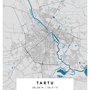 TARTU Map, City Poster, Estonia, Tartu Kaart, Digital Download, Tartu ...