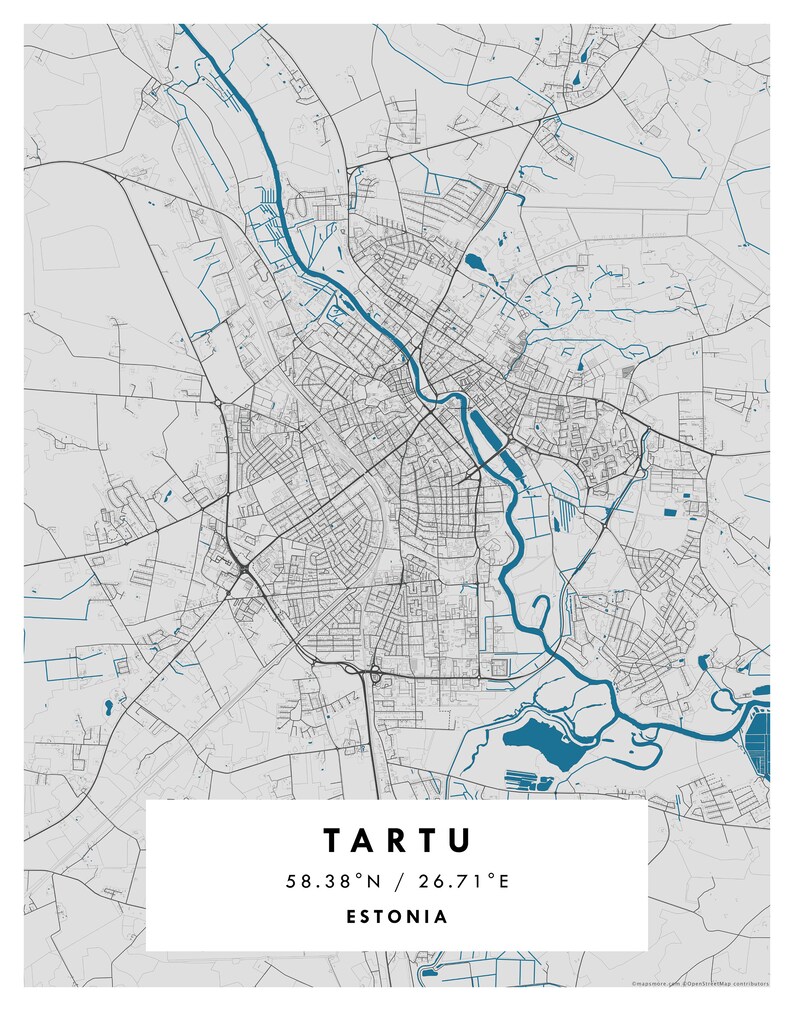 TARTU Map, City Poster, Estonia, Tartu Kaart, Digital Download, Tartu ...