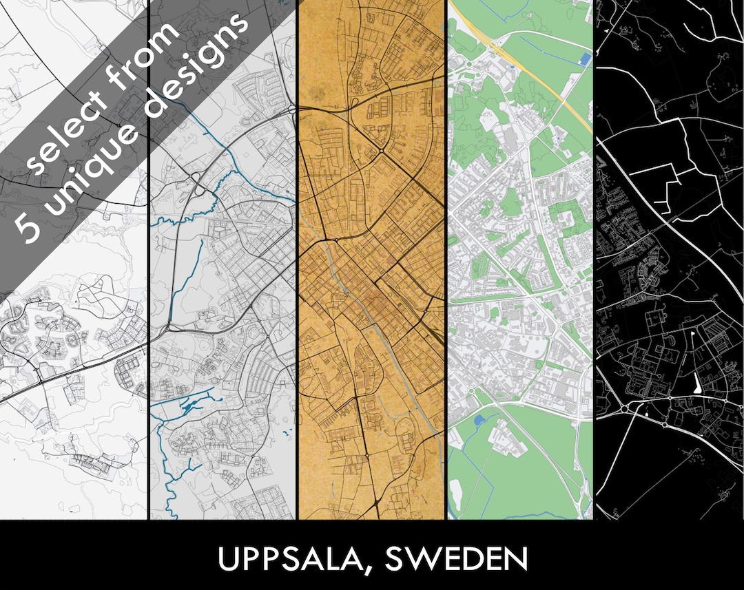 UPPSALA Map, City Poster, Sweden, Uppsala Karta, Digital Download, Map ...