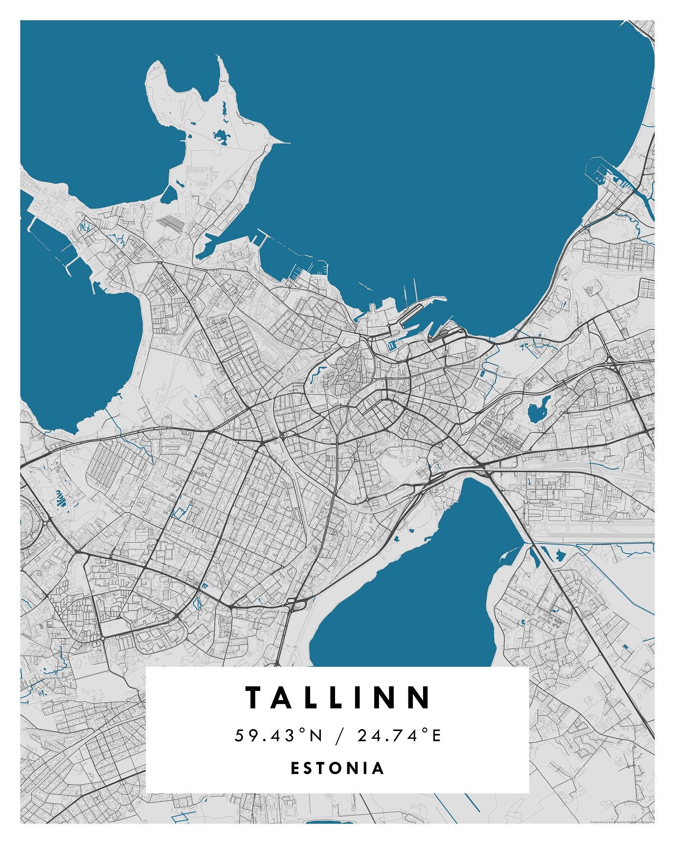 TALLINN Map City Poster Tallinn Kaart Digital Download - Etsy