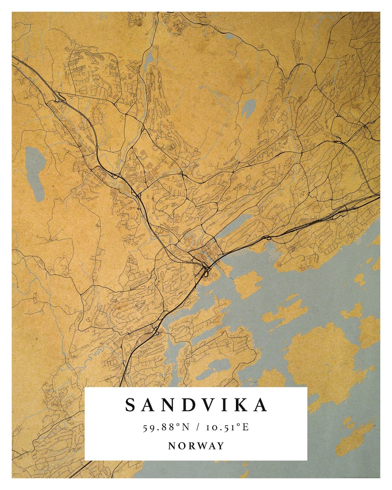 SANDVIKA Map City Poster Sandvika Kart Digital Download - Etsy