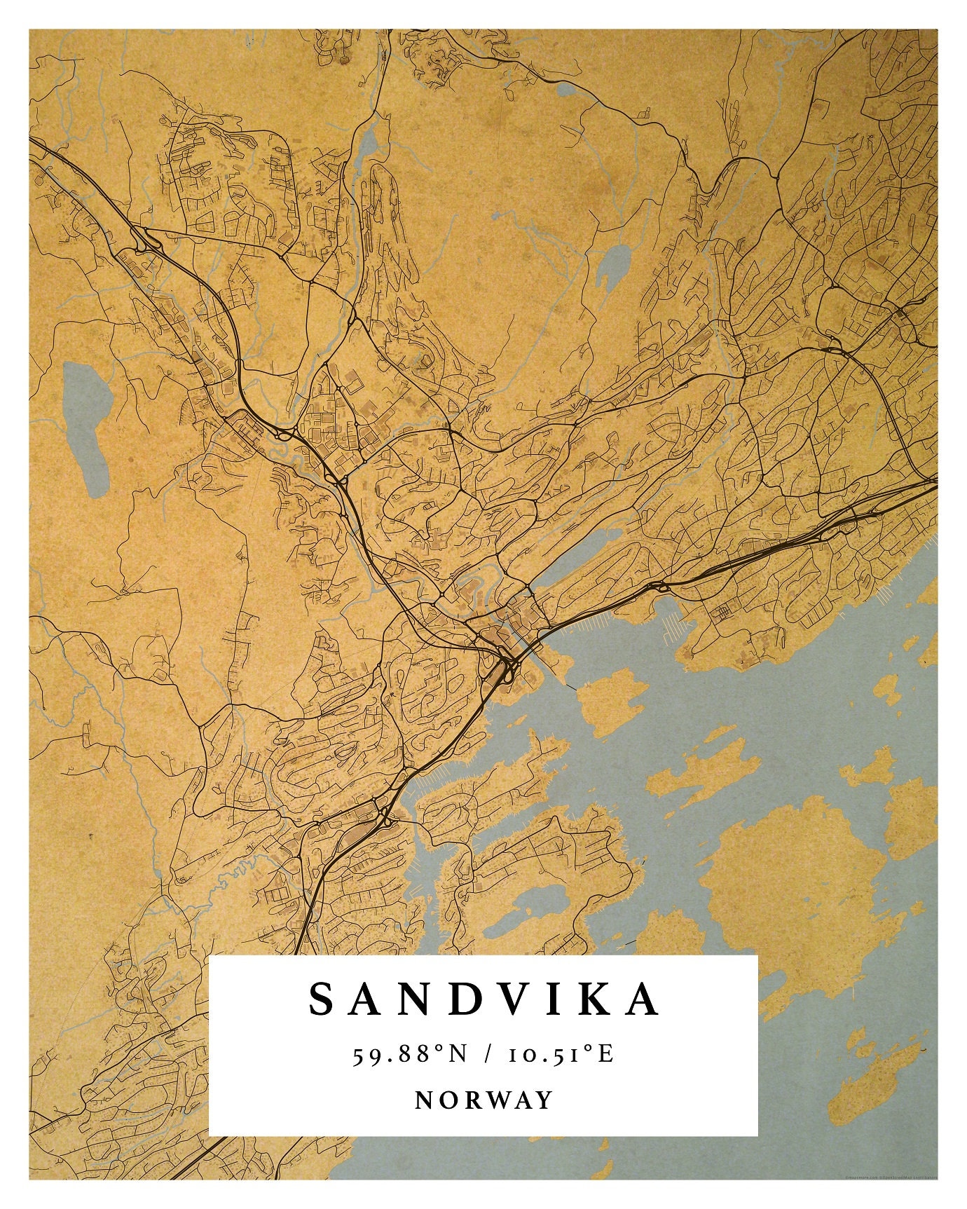SANDVIKA Map City Poster Sandvika Kart Digital Download - Etsy