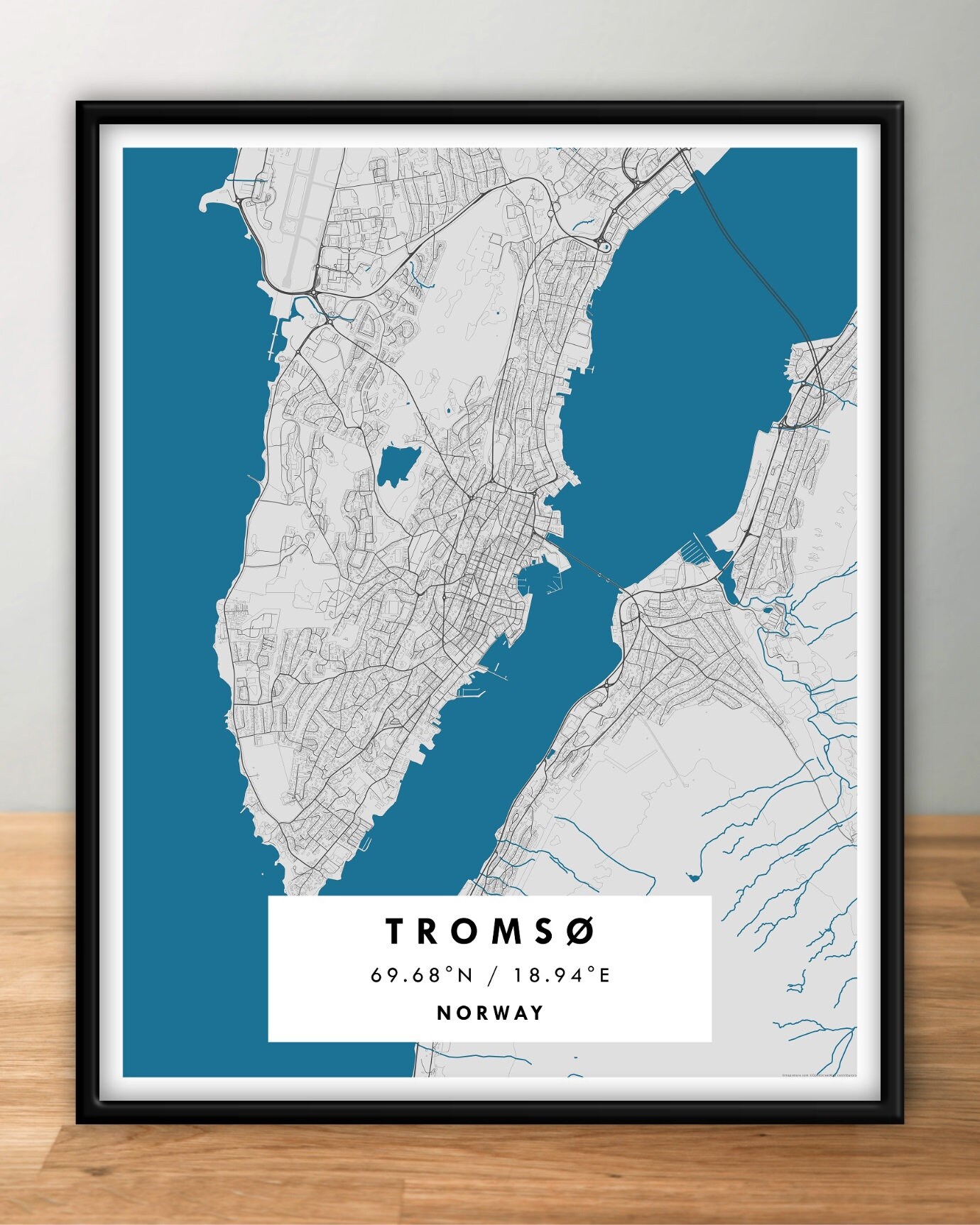 TROMSØ Map, City Poster, Norway, Tromsø Kart, Map of Tromso, Modern ...