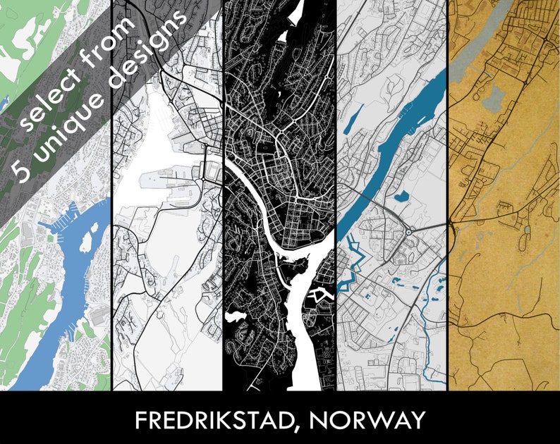 FREDRIKSTAD Map, City Poster, Norway, Fredrikstad Kart, Map of ...