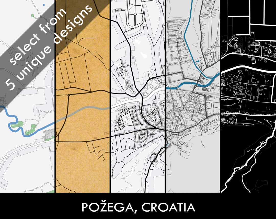 POŽEGA Map, City Poster, Croatia, Karta Požege, Požega Gift, Map of ...