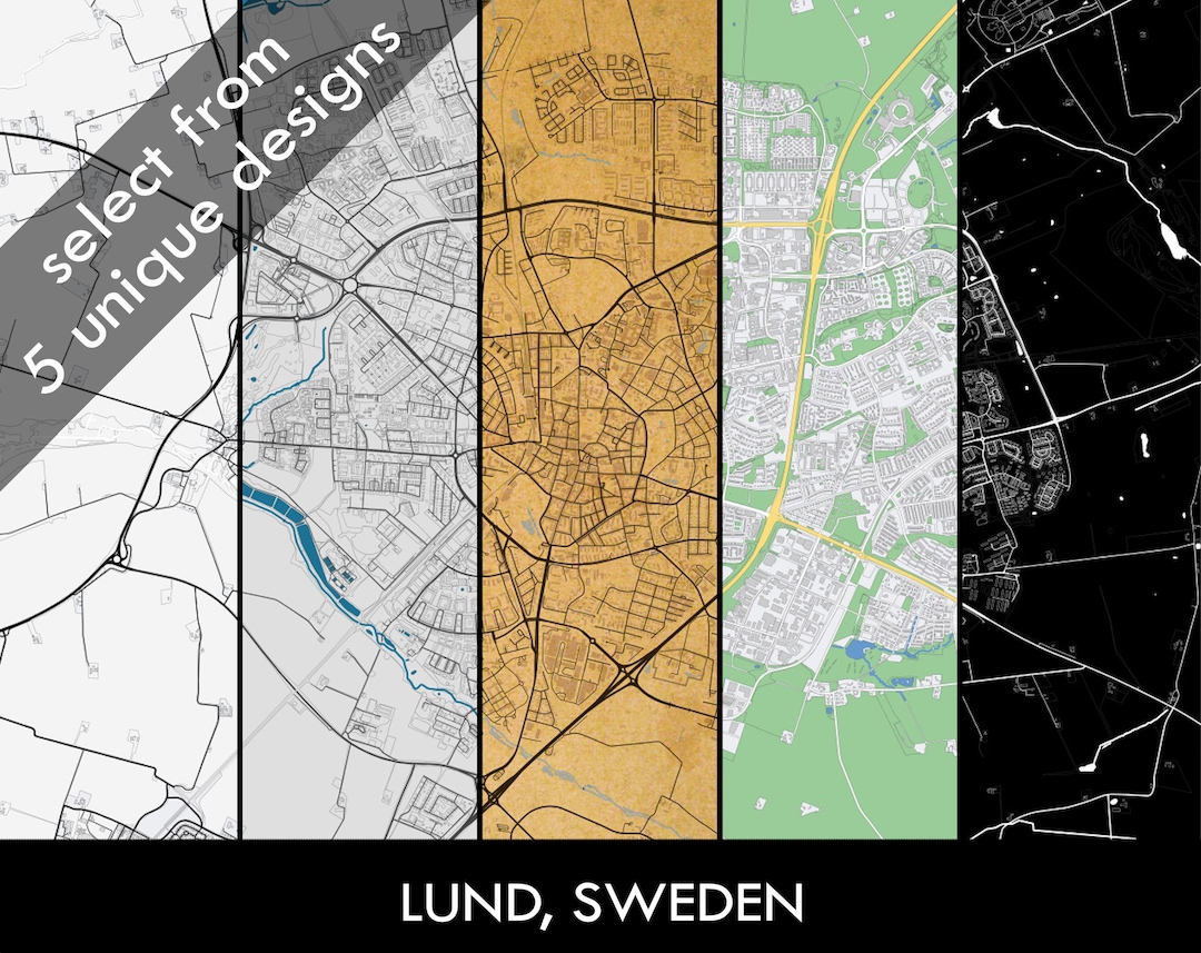 LUND Map, City Poster, Sweden, Lund Karta, Digital Download, Map of ...