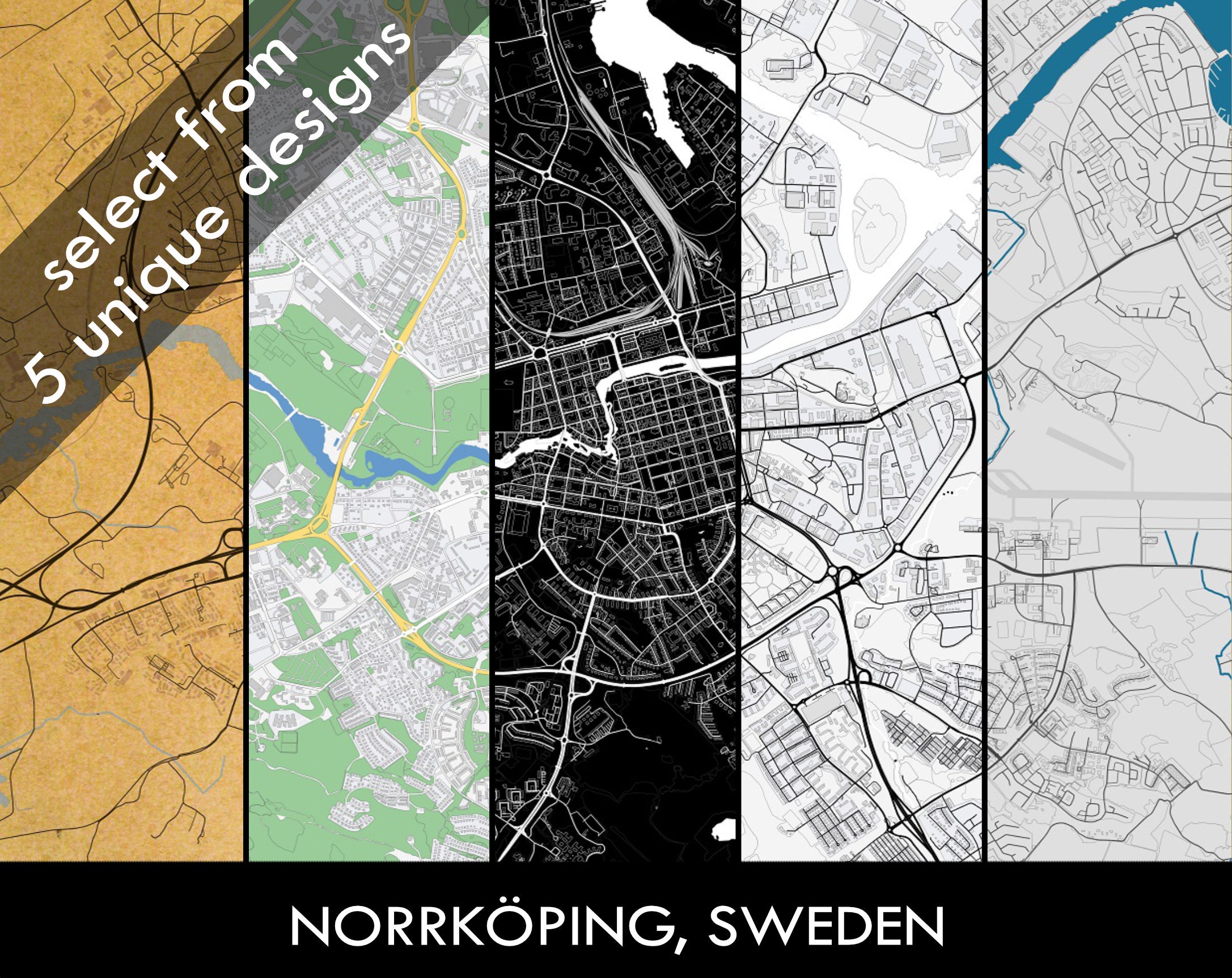 NORRKÖPING Map, City Poster, Sweden, Norrköping Karta, Map of ...