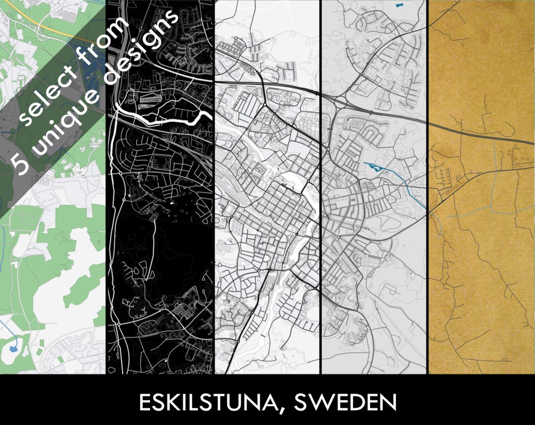 ESKILSTUNA Map, City Poster, Sweden, Map of Eskilstuna, Eskilstuna ...