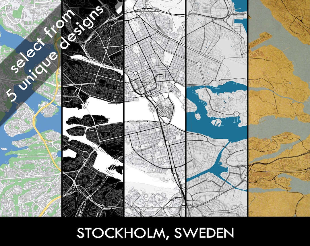 STOCKHOLM Map, City Poster, Sweden, Stockholm Karta, Map of Stockholm ...
