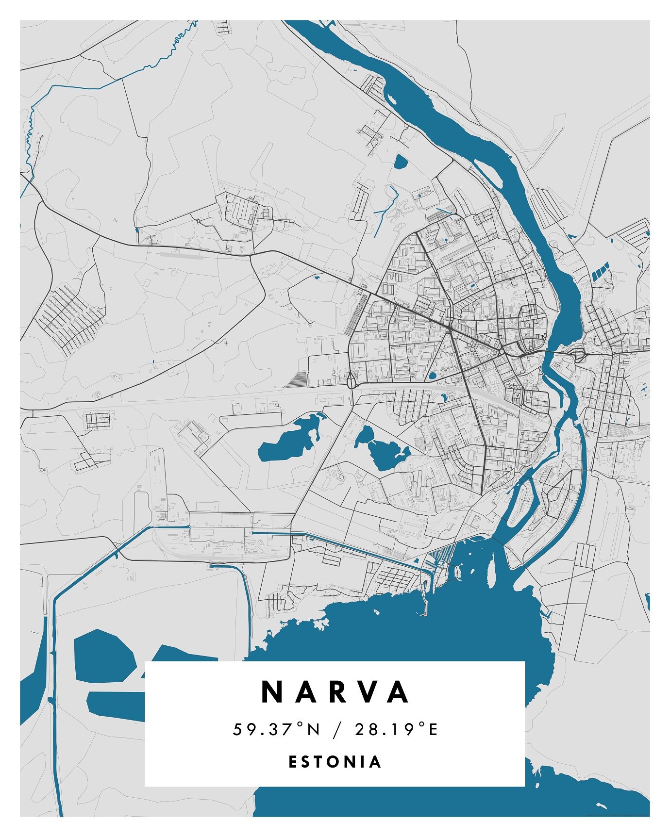 NARVA Map, City Poster, Narva Kaart, Digital Download, Ready for Print ...