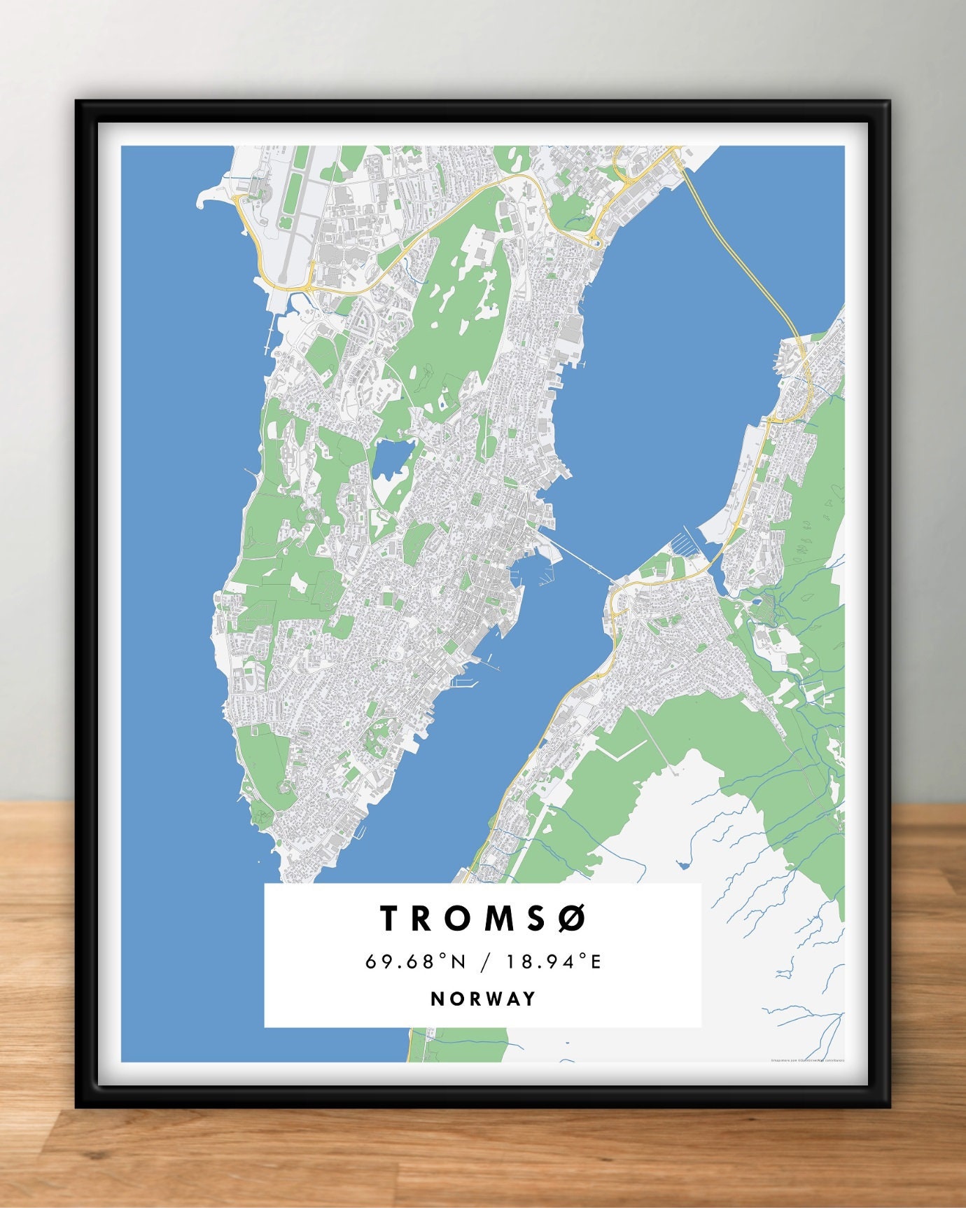 TROMSØ Map, City Poster, Norway, Tromsø Kart, Map of Tromso, Modern ...