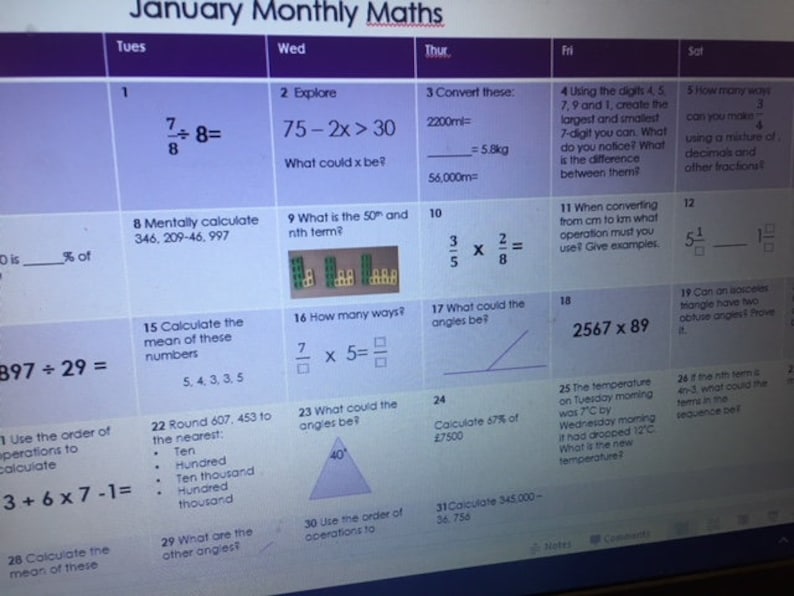 Monthly Maths - Daily Questions for Retrieval Practice - Etsy