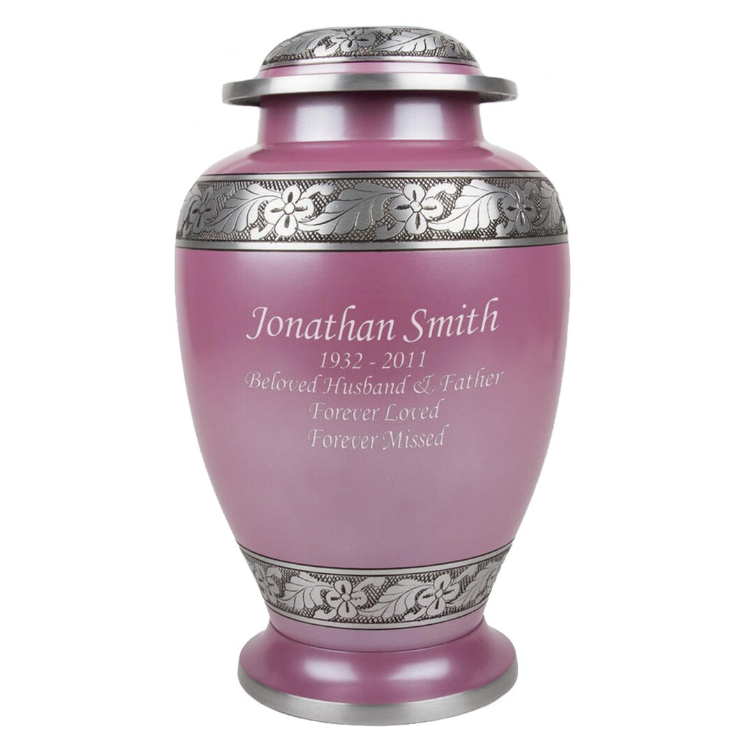 Extra Large Lilac Leaves Cremation Urn, Custom Engraved Pink Cremation Urn, 260 Cubic Inch Urn ...