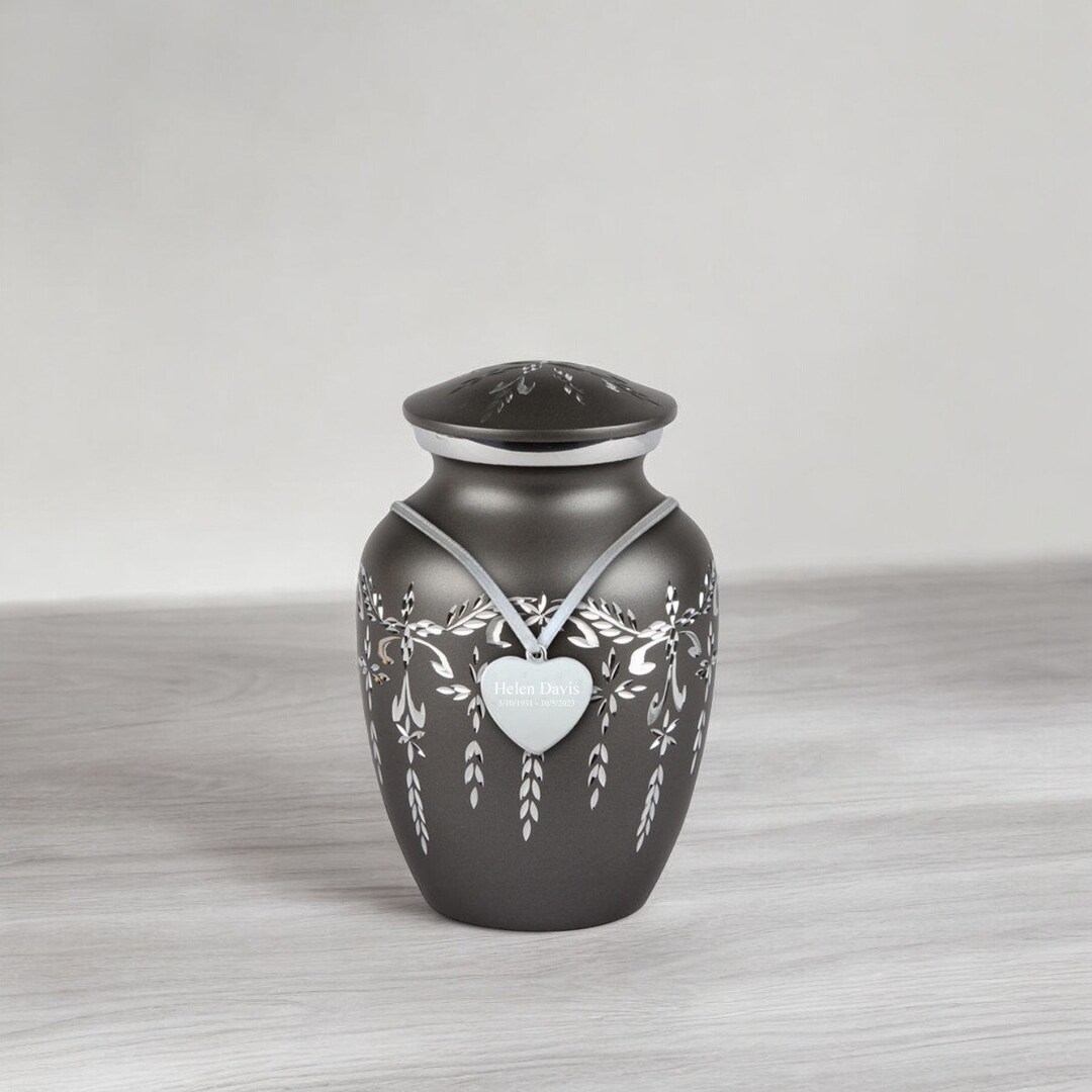 Small Fancy Flourish Custom Urn, Metal Cremation Urn, Small Urn for ...