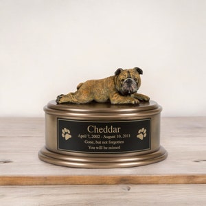 Perfect Memorials Custom Engraved English Bulldog Figurine Cremation ...