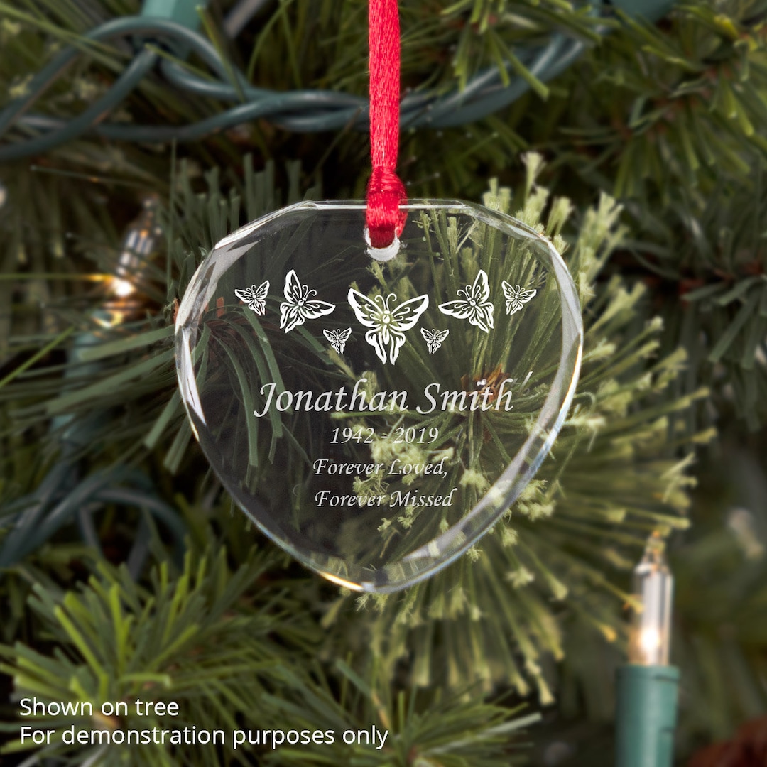 Perfect Memorials Custom Engraved Butterfly Whirlwind Crystal Heart ...