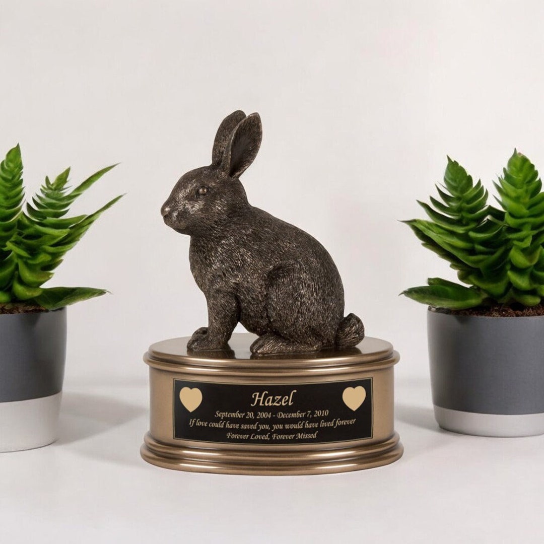 Rabbit Figurine Cremation Urn, Custom Engraved Rabbit Urn, Urn for ...