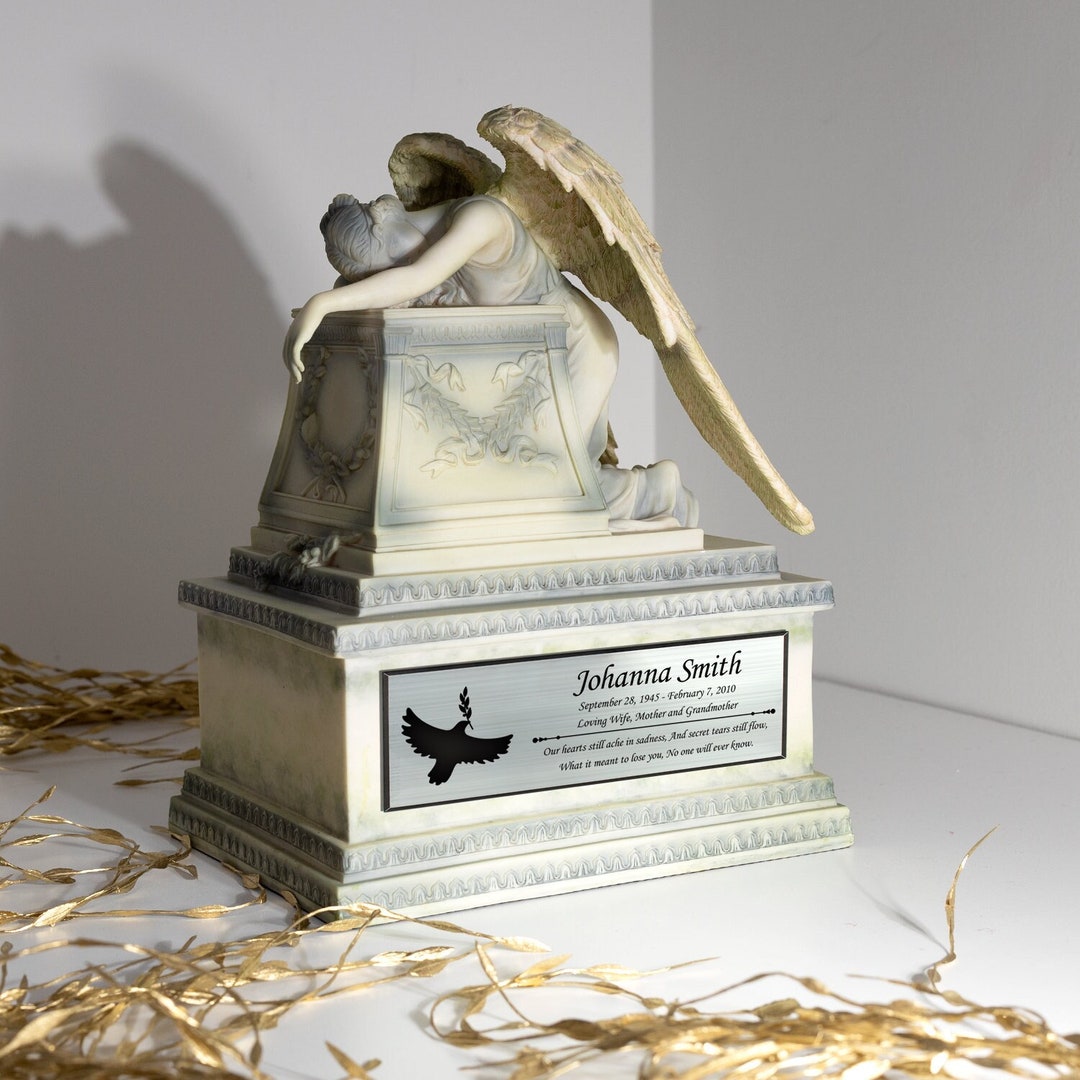 Custom Angel Urn for Ashes, Custom Engraved Weeping Angel Cremation Urn ...
