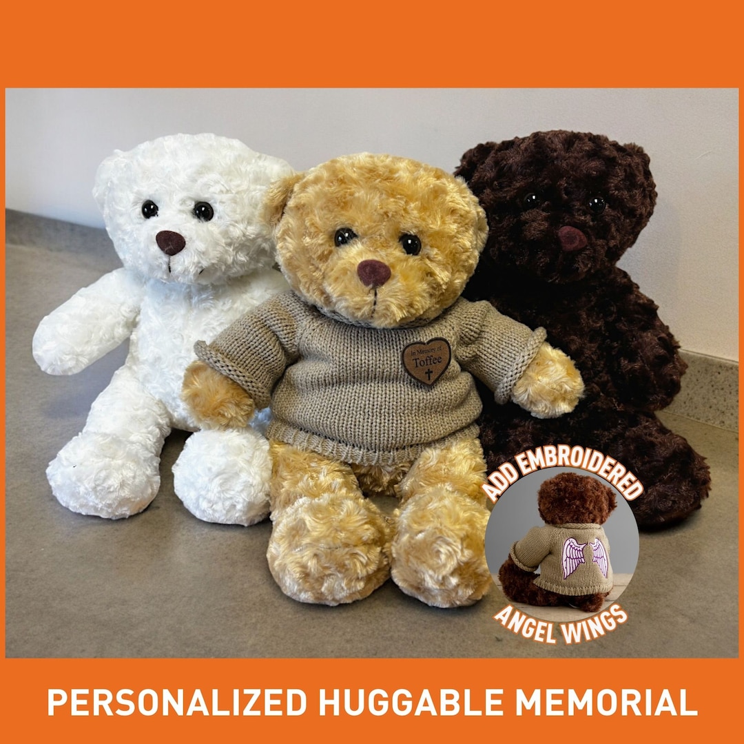 Personalized Teddy Bear Cremation Urn, Huggable Urn, Stuffed Animal Urn, Sympathy Gift, Keepsake ...