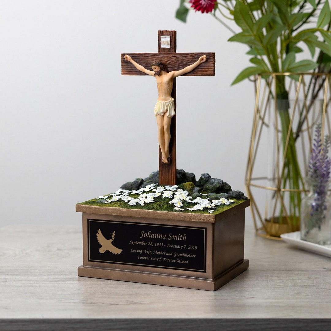 Jesus on the Cross Cremation Urn, Small Urn for Ashes, Religious Urn ...