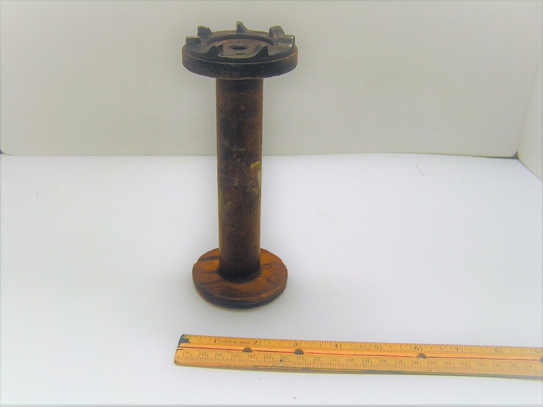 Vintage Medium Wooden Bobbin Spool Rustic Distressed Industrial Sewing ...