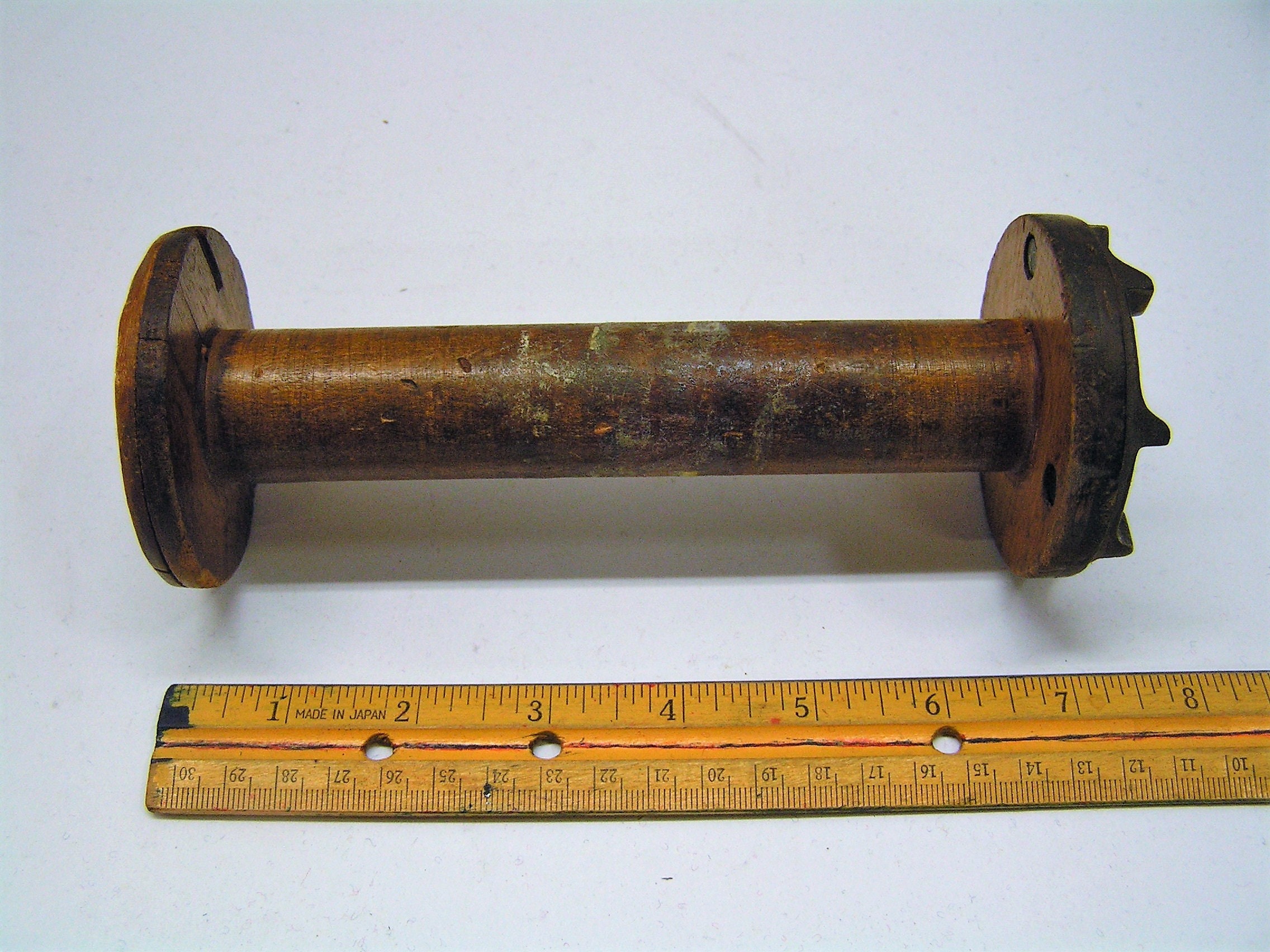 Vintage Medium Wooden Bobbin Spool Rustic Distressed Industrial Sewing ...