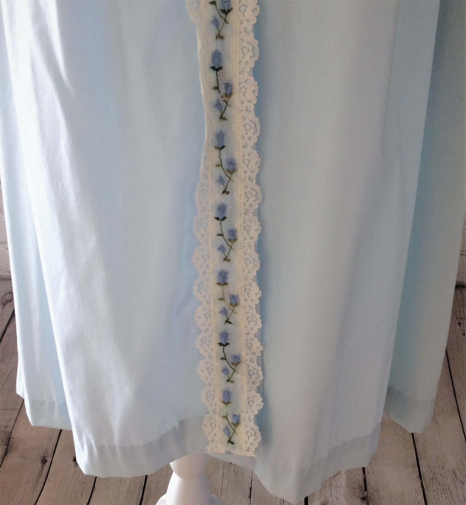 Vintage Long Light Blue Button up Nightgown - Etsy