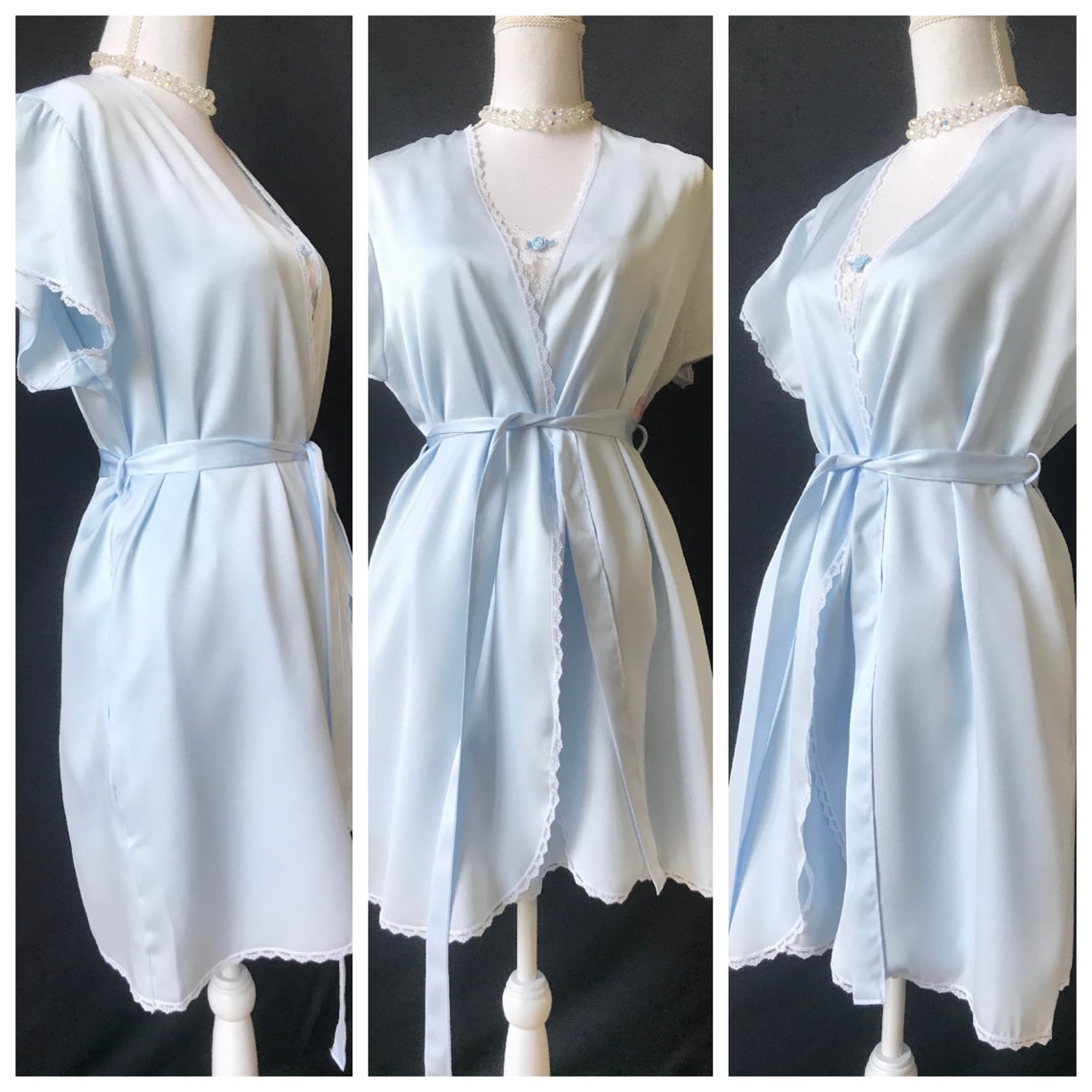 Sweet Baby Blue 2 Piece Nightie & Robe Set Vtg Size S 8-10 - Etsy