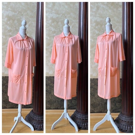 Tangy Sheer Orange Vintage 1960s / 1970s Duster / Nig… - Gem