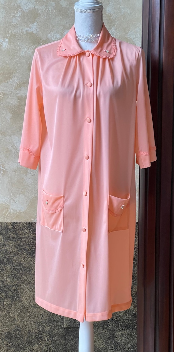 Tangy Sheer Orange Vintage 1960s / 1970s Duster / Nig… - Gem