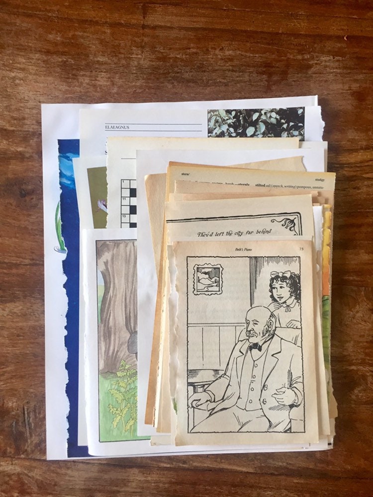 Bundle of Book pages scrap paper scrapbooking paper junk | Etsy