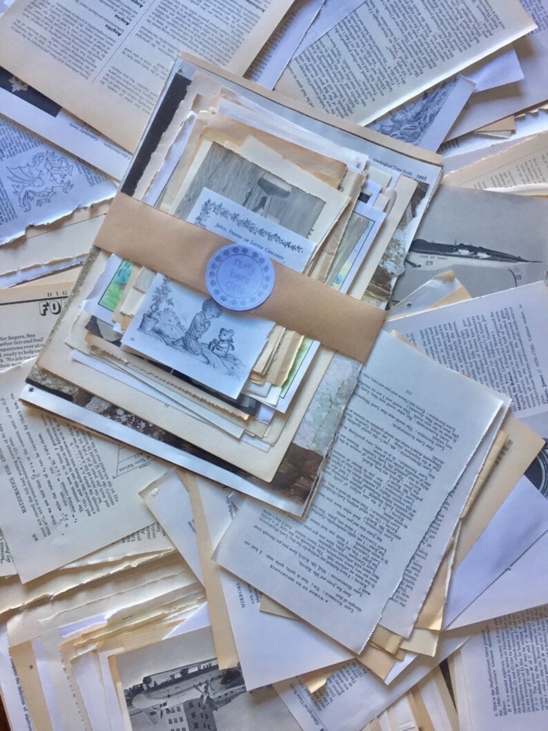 Bundle of Book pages scrap paper scrapbooking paper junk | Etsy