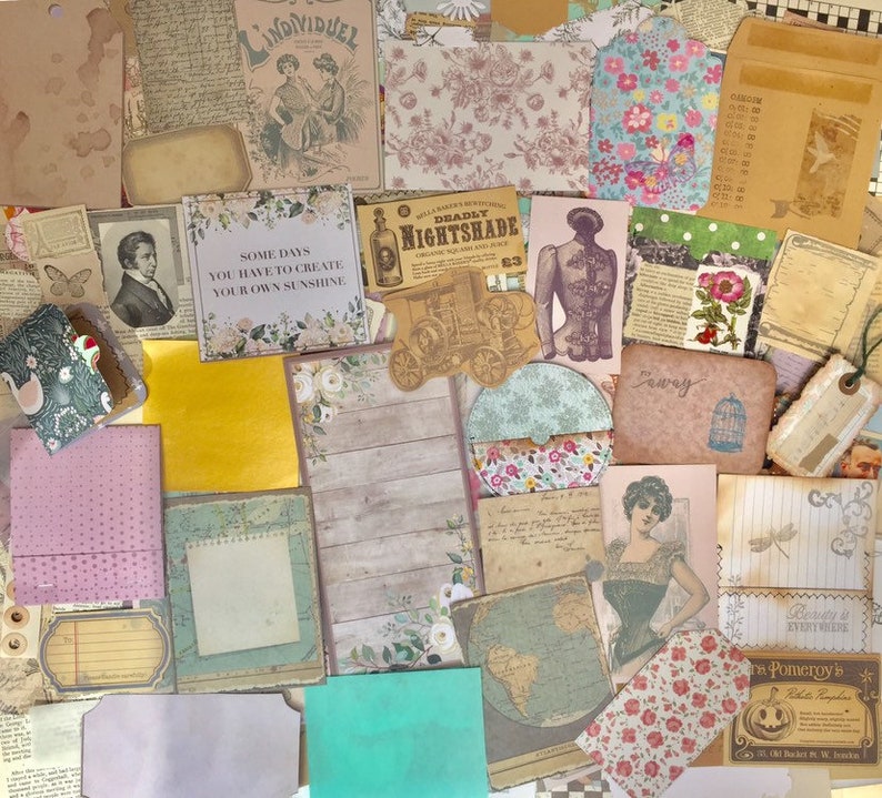 Ephemera, Junk Journal Ephemera Kit, Handmade Ephemera, Scrapbooking ...