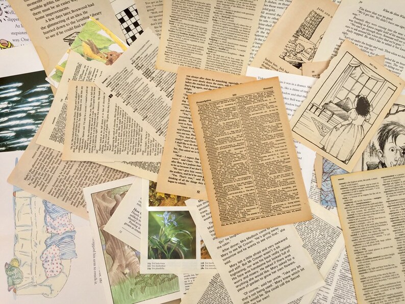 Bundle of Book pages scrap paper scrapbooking paper junk | Etsy