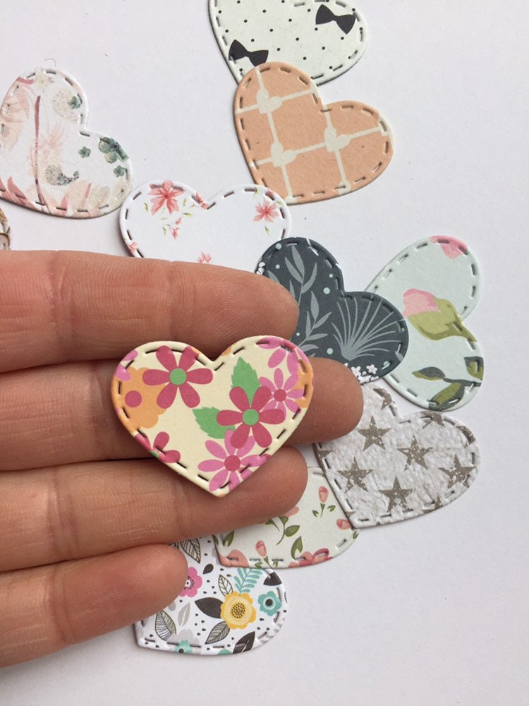 Pack of Loveheart Die Cuts, Heart Card Toppers, Heart Die Cuts for Card ...