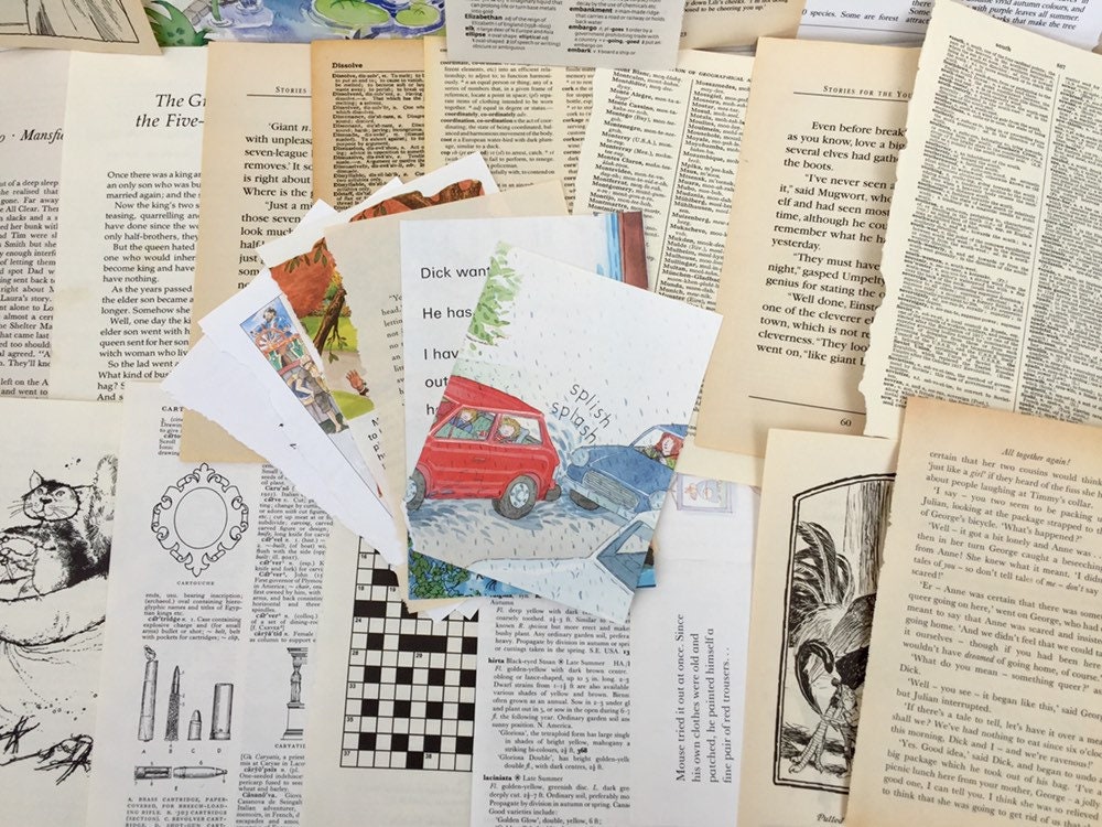 Bundle of Book pages scrap paper scrapbooking paper junk | Etsy