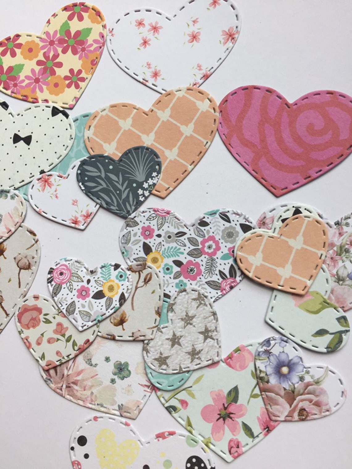 Pack of Loveheart Die Cuts, Heart Card Toppers, Heart Die Cuts for Card ...