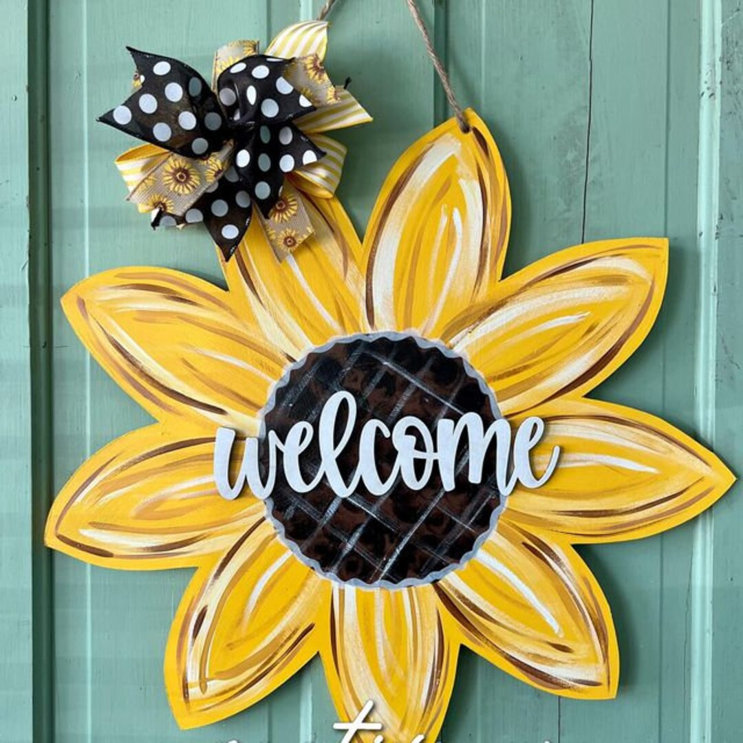 Sunflower Door Hanger Welcome Door Hanger Summer Decor - Etsy