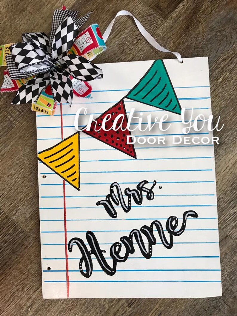 Teacher - Notebook Paper - Back to School - Door Hanger - Etsy.de