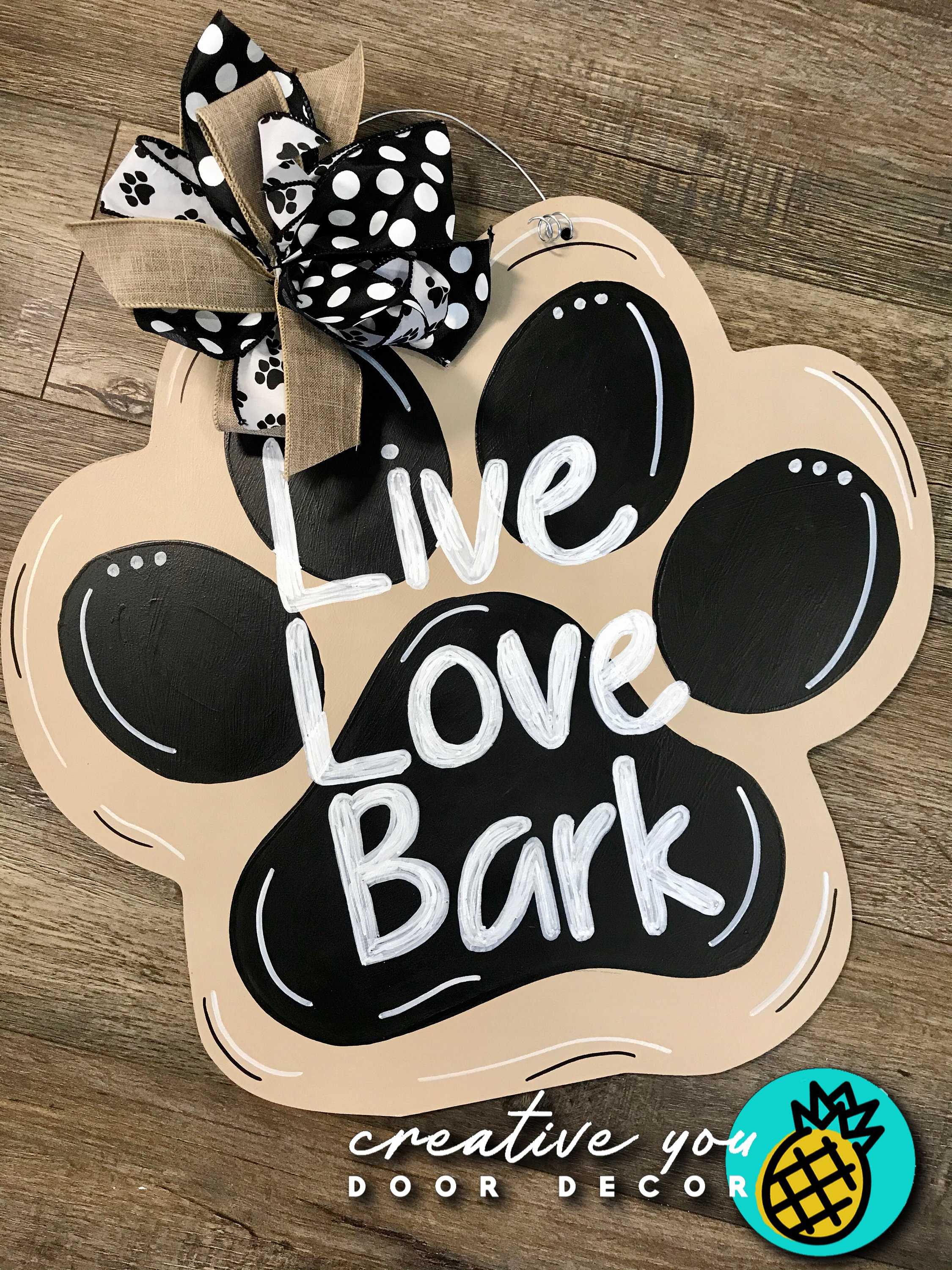 Paw Print Dog Door Hanger | Etsy