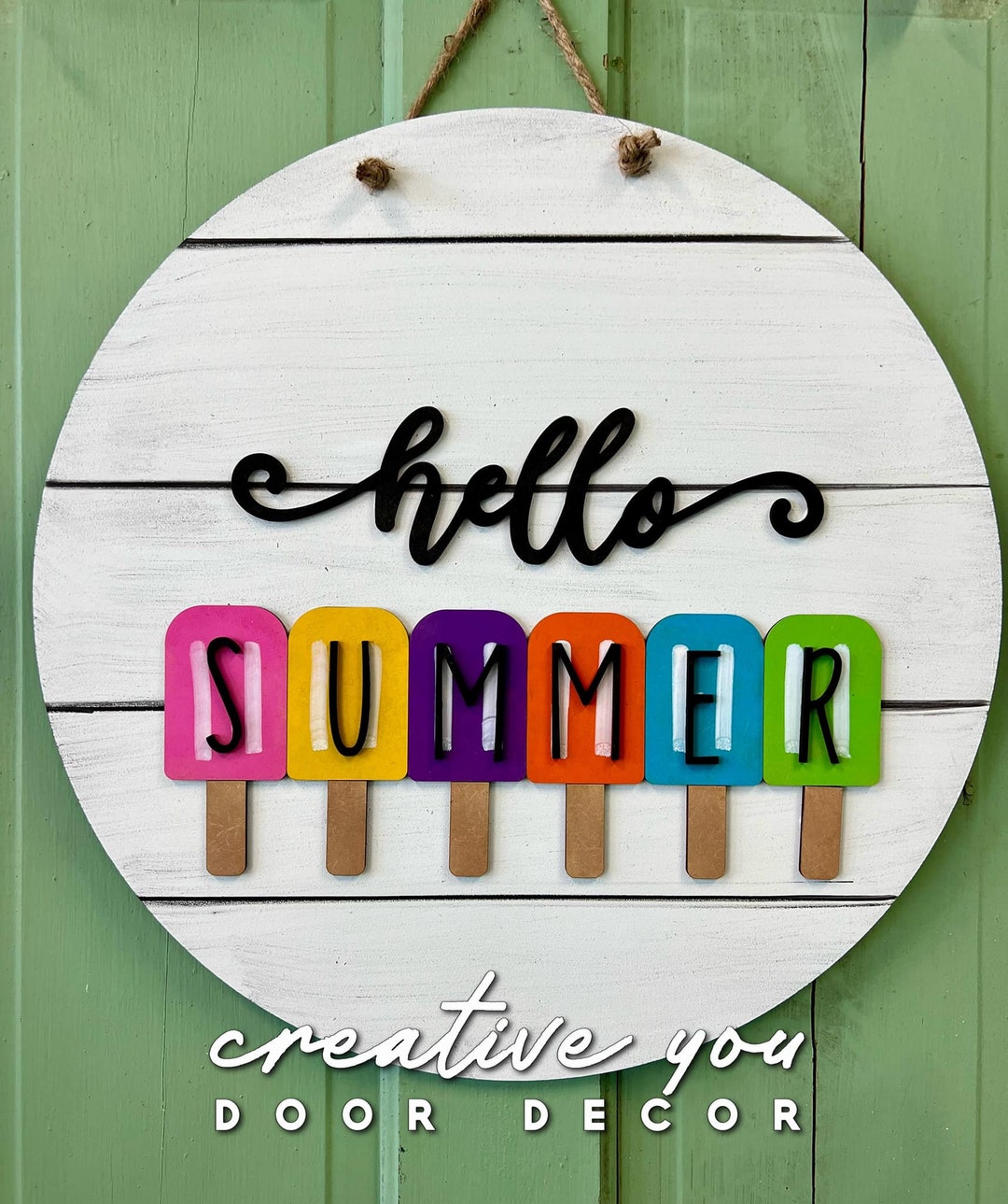 Hello Summer Popsicles Door Hanger - Circle Shape - Summer Decor - Etsy