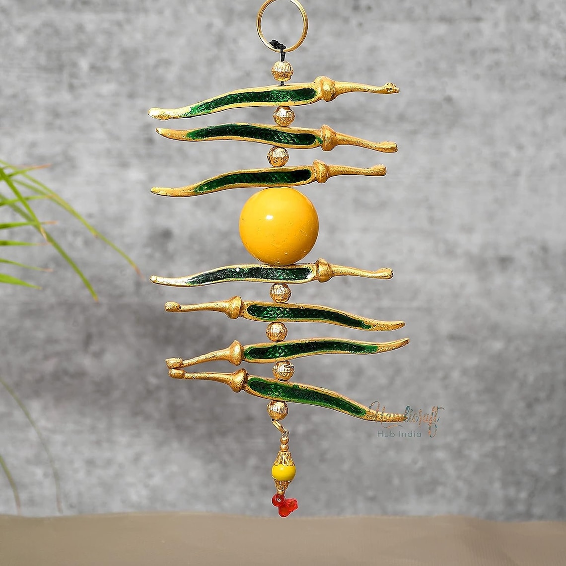 Metal Nimbu Mirchi Door Hanging Green Mirch Yellow Lemon for Outdoor ...