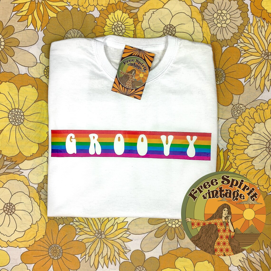 Groovy Rainbow T-shirt 70s60s Retro/vintage Style Boho - Etsy