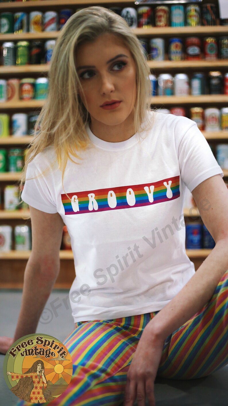 Groovy Rainbow T-shirt 70s60s Retro/vintage Style Boho - Etsy