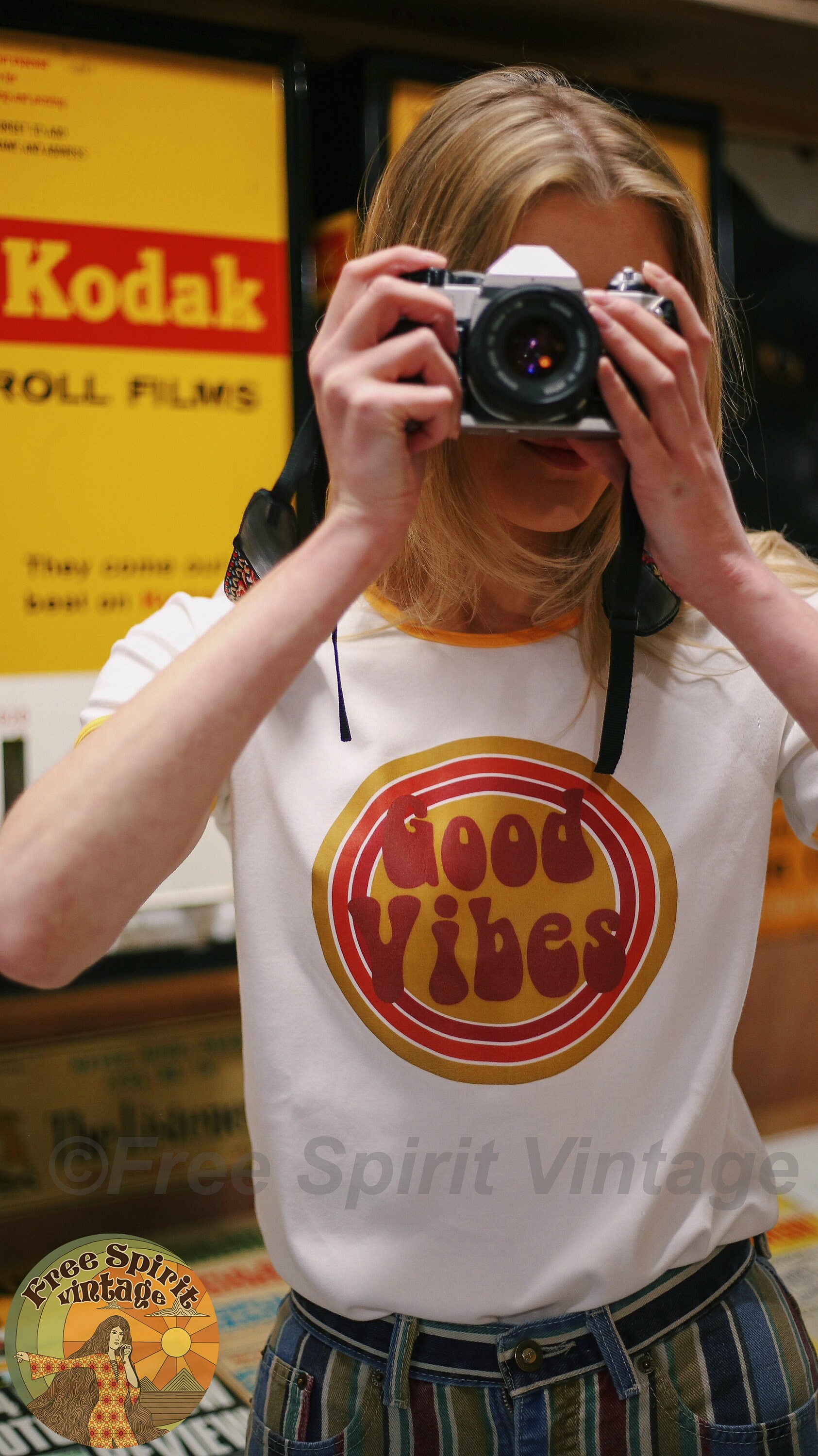 Good Vibes Yellow Ringer T-shirt 70s60s Retro/vintage | Etsy