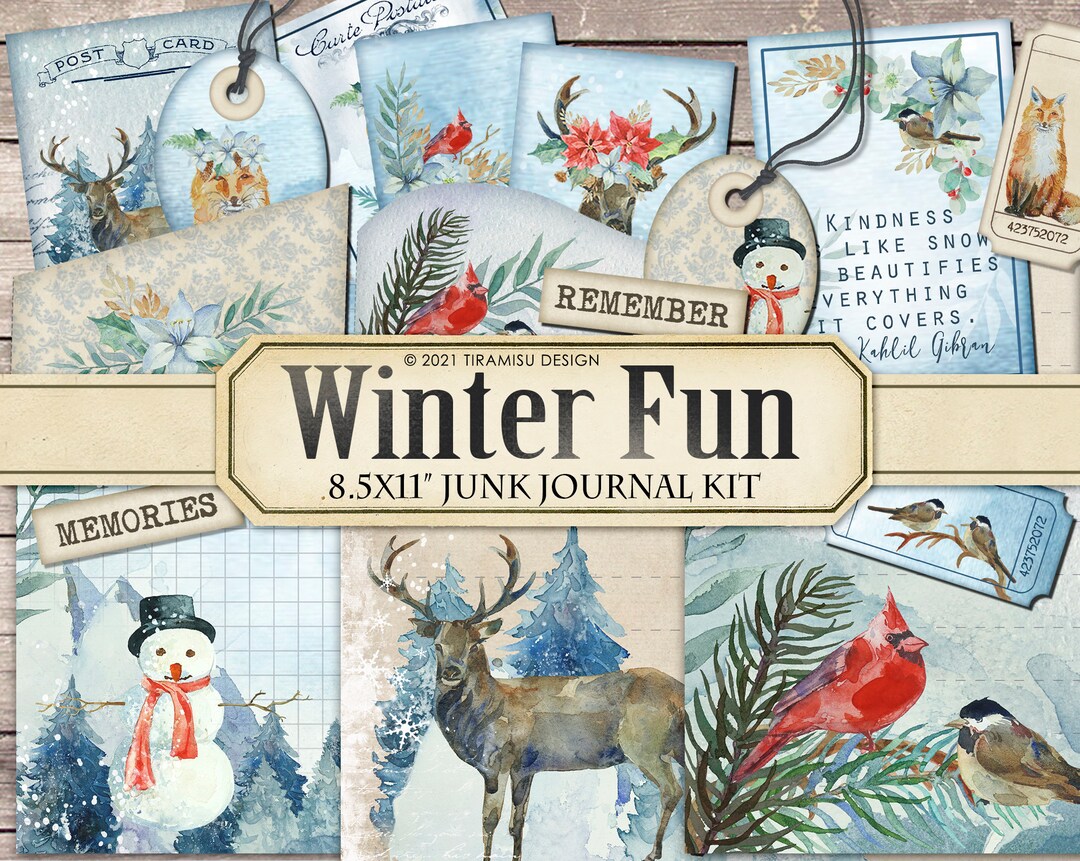Winter Junk Journal Printable Kit, Woodland Junk Journal Digital Kit ...