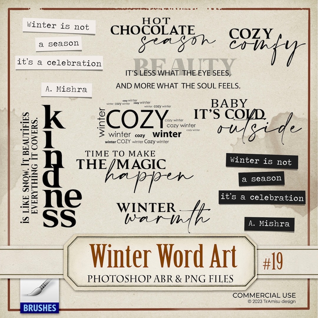 Inspirational Winter Word Art Digital PNG Clipart Art Journal - Etsy