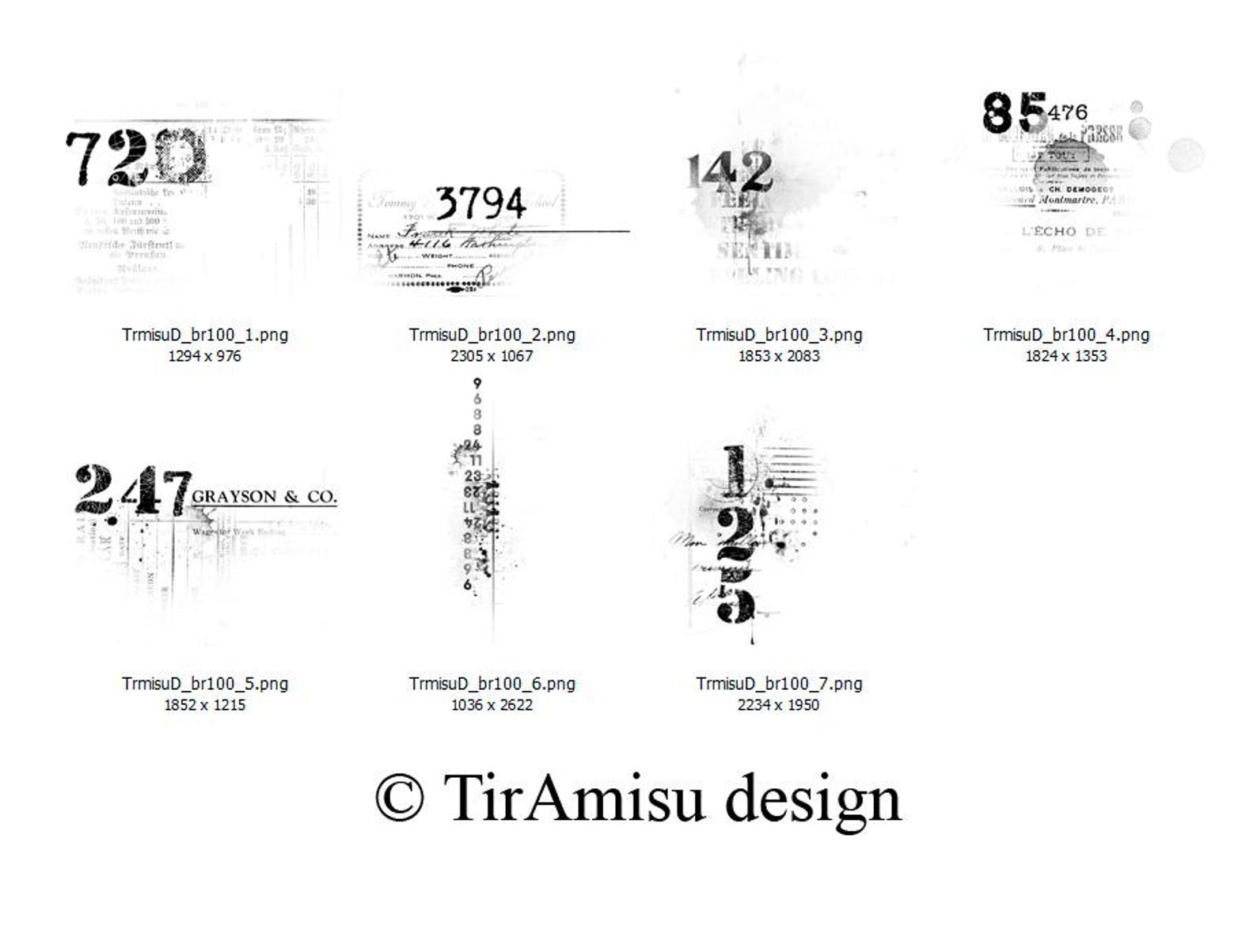 Numbers Digital Clipart & Brush Pack | PNG, Brushset, ABR | Stamps Pack ...