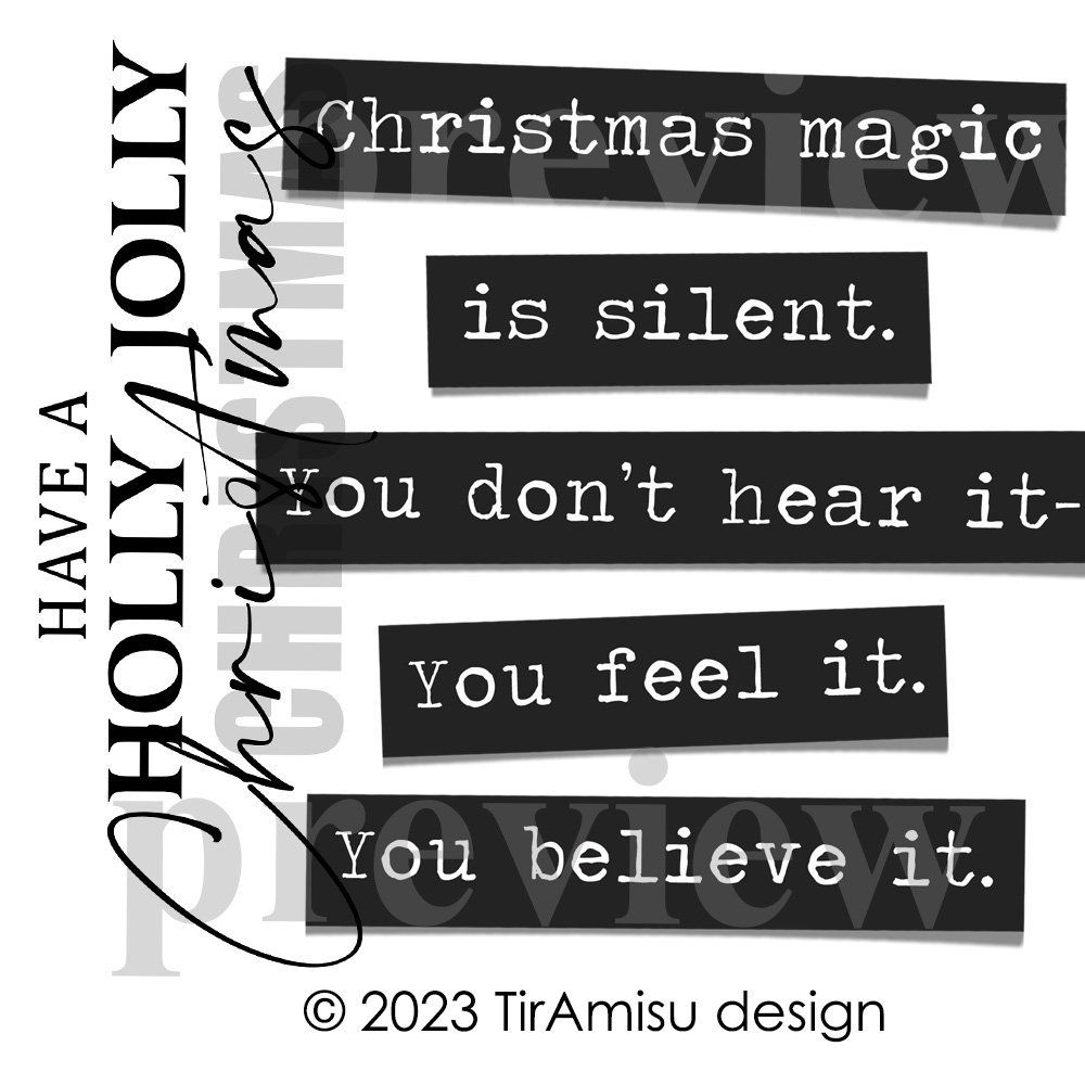 Christmas Word Art Digital Clipart & Brush Pack | PNG, Procreate Stamp ...